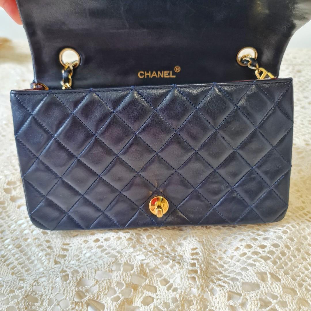 [Full Set] Chanel Vintage Navy Full Flap in 24k GHW, Luxury, Bags ...