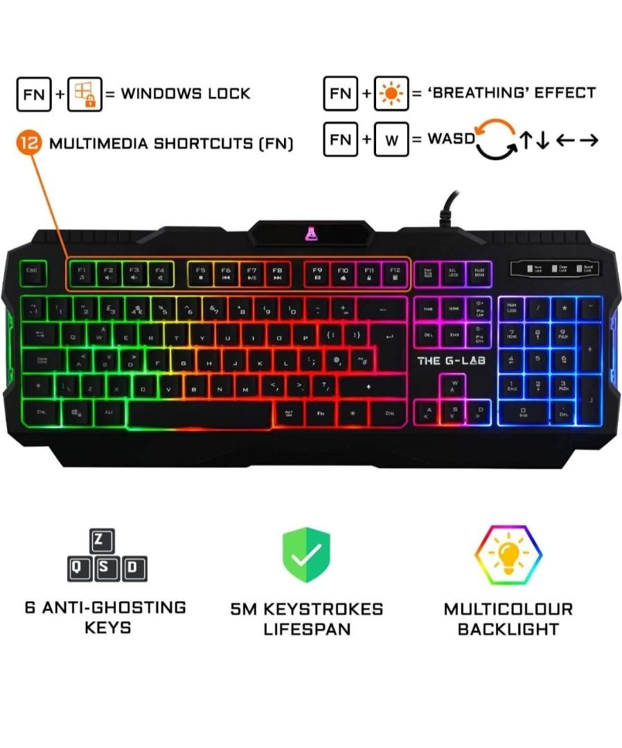 G-LAB Combo Argon E - 4-in-1 Gaming Bundle - Backlit QWERTY Gamer ...