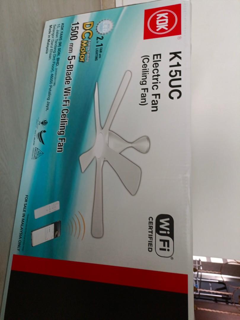 Kdk ceiling fan 60' with light and wifi, Furniture & Home Living ...