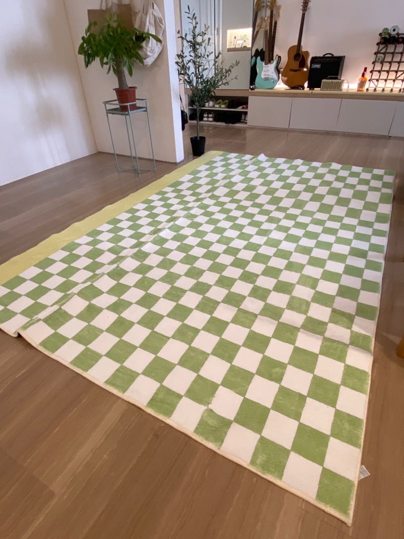 Korean aesthetic checkered rug, Furniture & Home Living, Home Decor ...