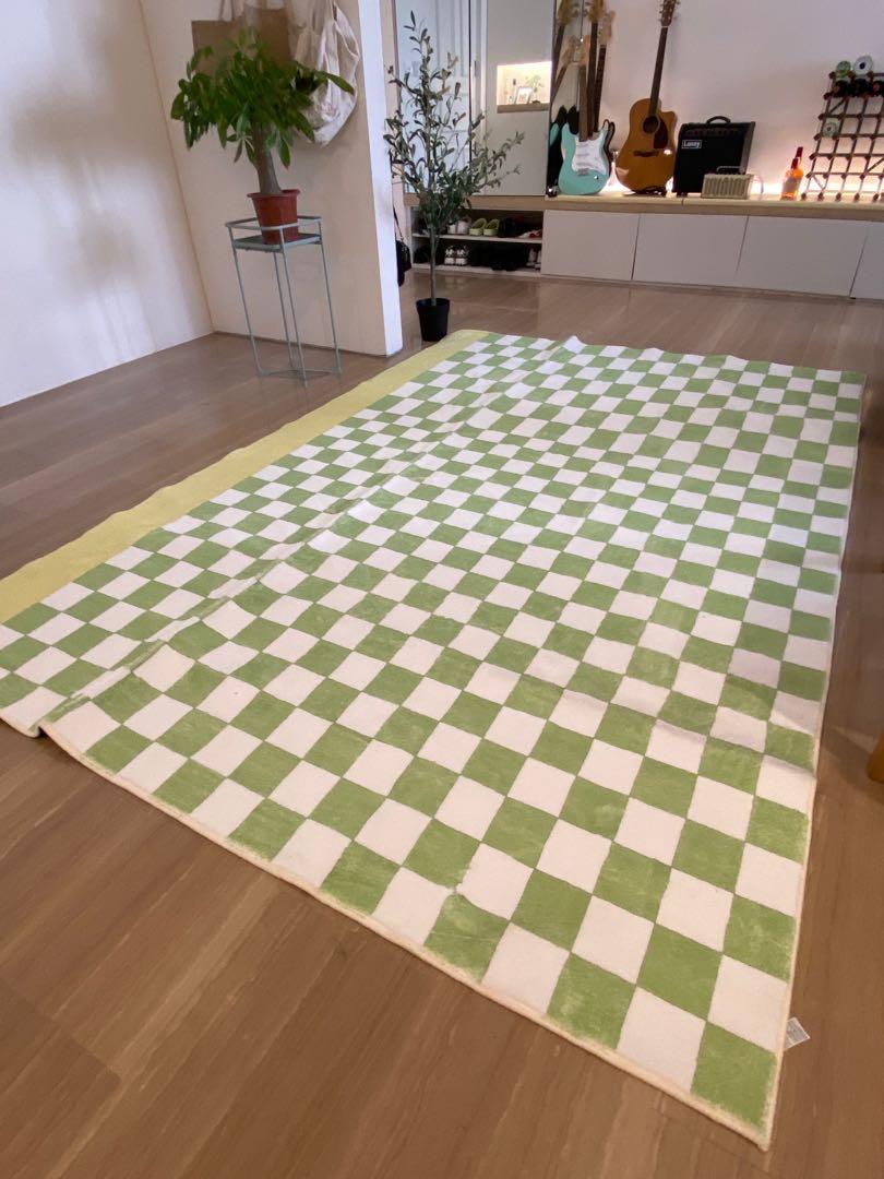Korean aesthetic checkered rug, Furniture & Home Living, Home Decor ...