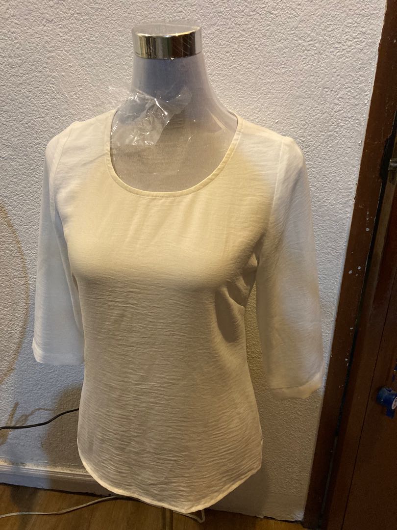 MACO brand white 3/4 sleeved blouse, Women's Fashion, Tops, Blouses on ...