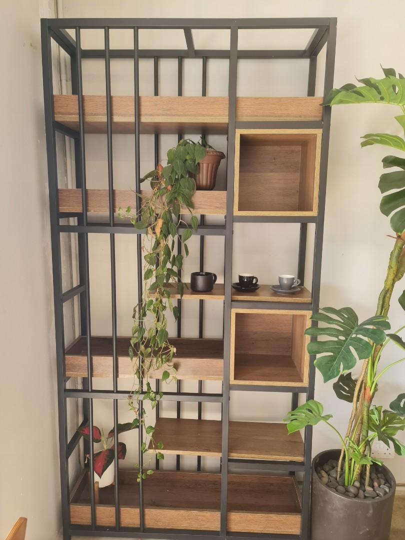 Metal rack with wooden boxes, Furniture & Home Living, Furniture ...