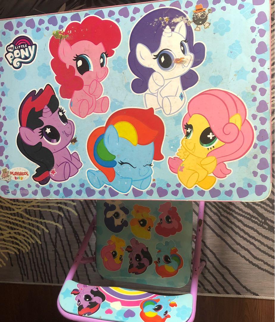 My Little Pony Foldable Table & Chair, Furniture & Home Living ...