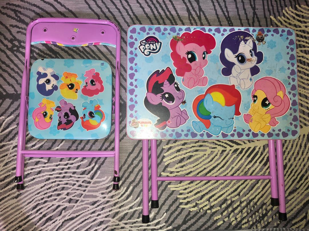 My Little Pony Foldable Table & Chair, Furniture & Home Living ...