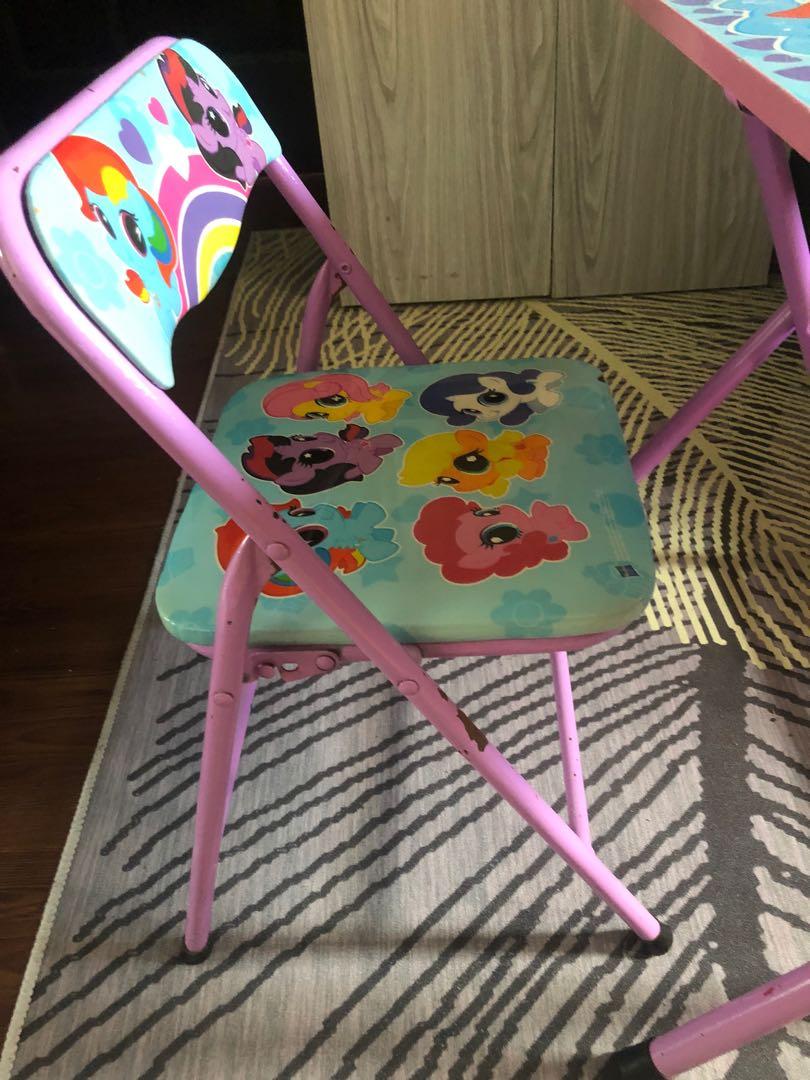 My Little Pony Foldable Table & Chair, Furniture & Home Living ...