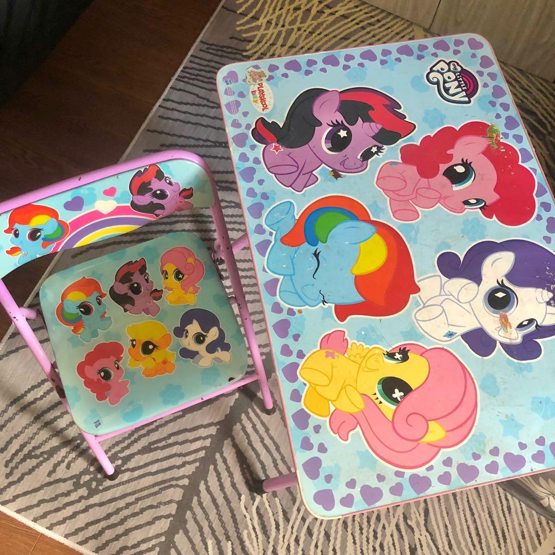 My Little Pony Foldable Table & Chair, Furniture & Home Living ...