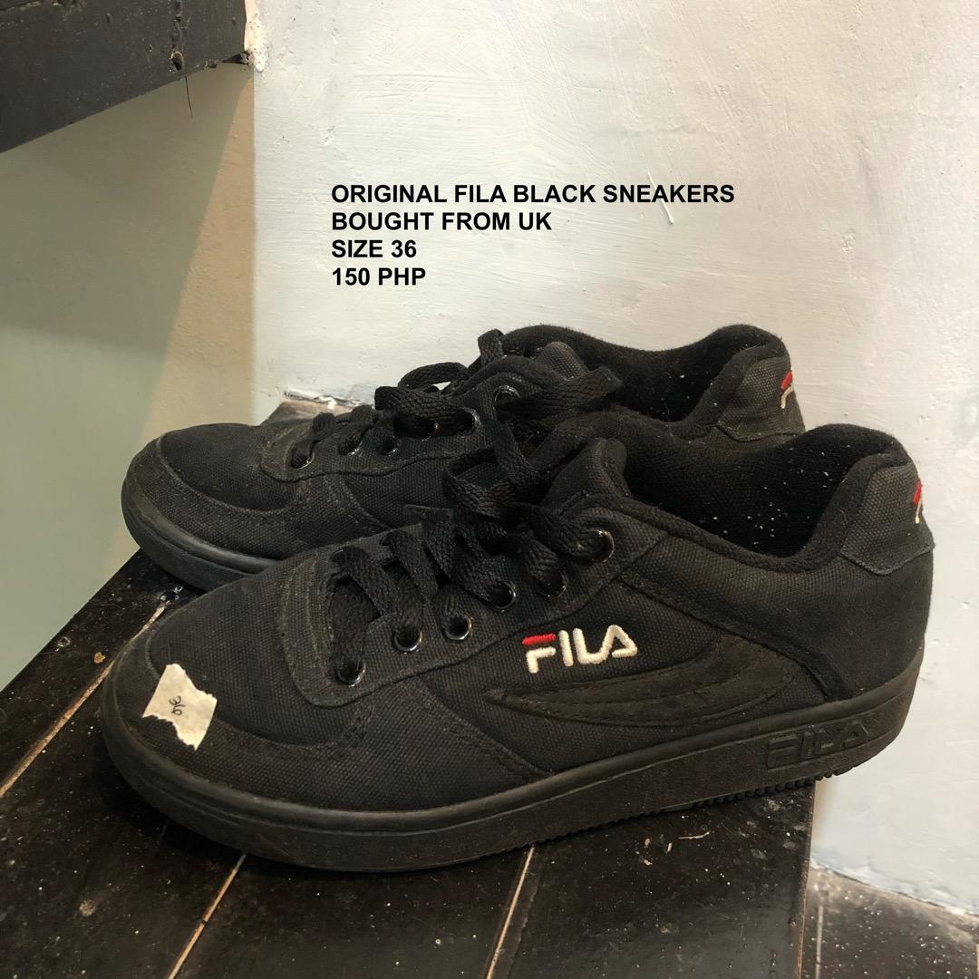 ORIGINAL ALL BLACK FILA SNEAKERS, Women's Fashion, Footwear, Sneakers ...
