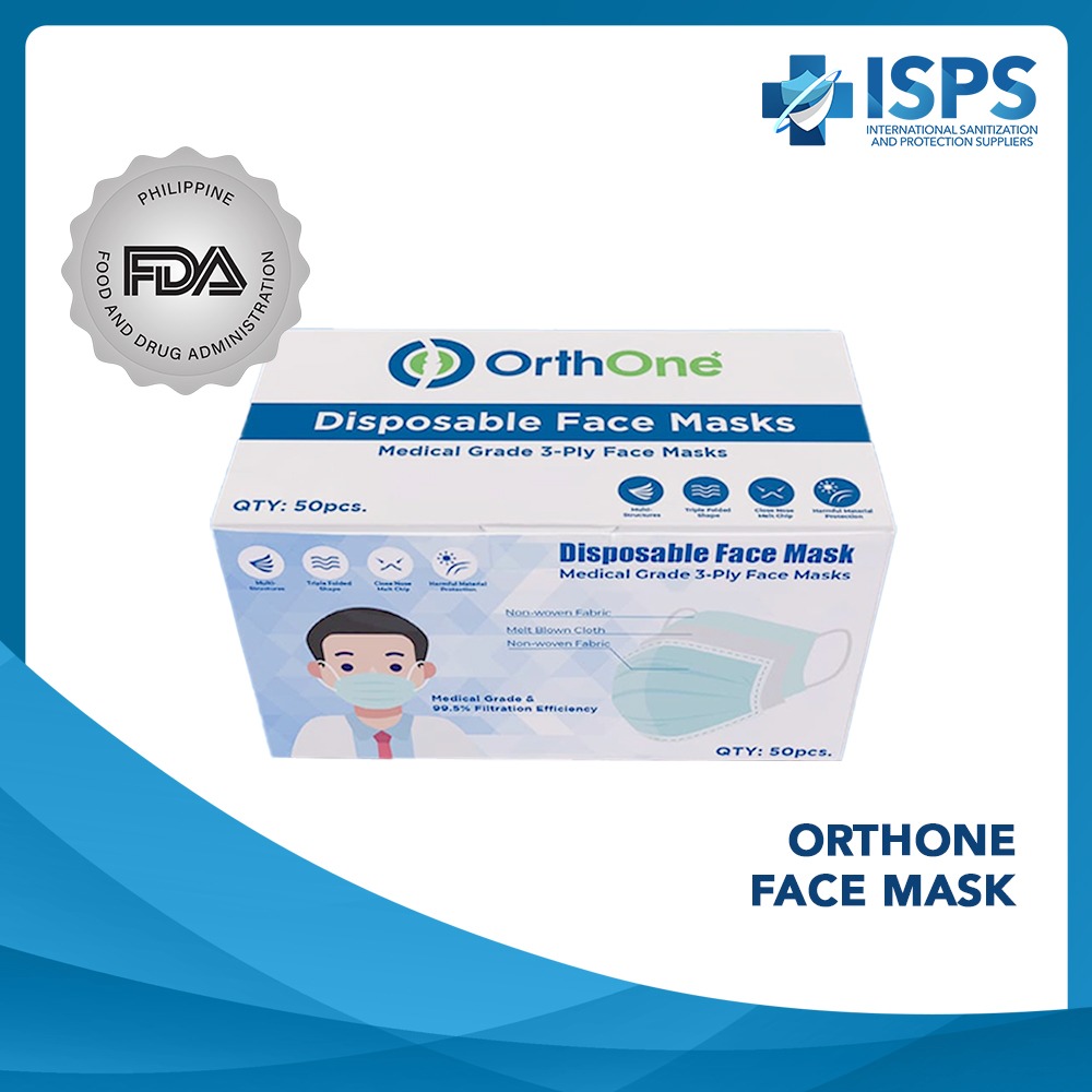 Orthone Mask | Disposable | 50 pieces per box, Health & Nutrition, Face ...