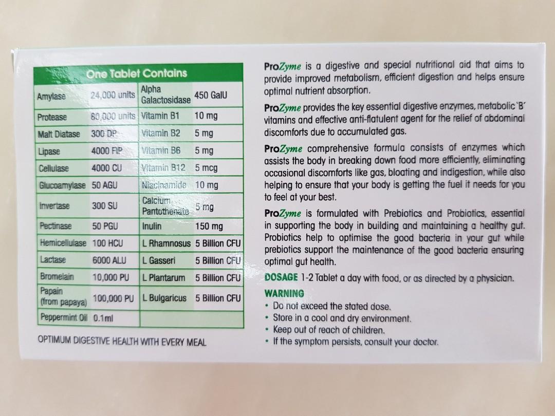 Prozyme Complete Digestive Enzymes, Health & Nutrition, Health ...