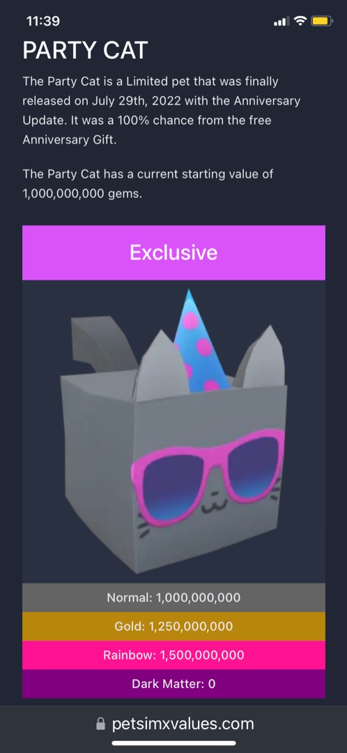 PSX Pet Simulator X Exclusive - Party Cat., Video Gaming, Gaming ...