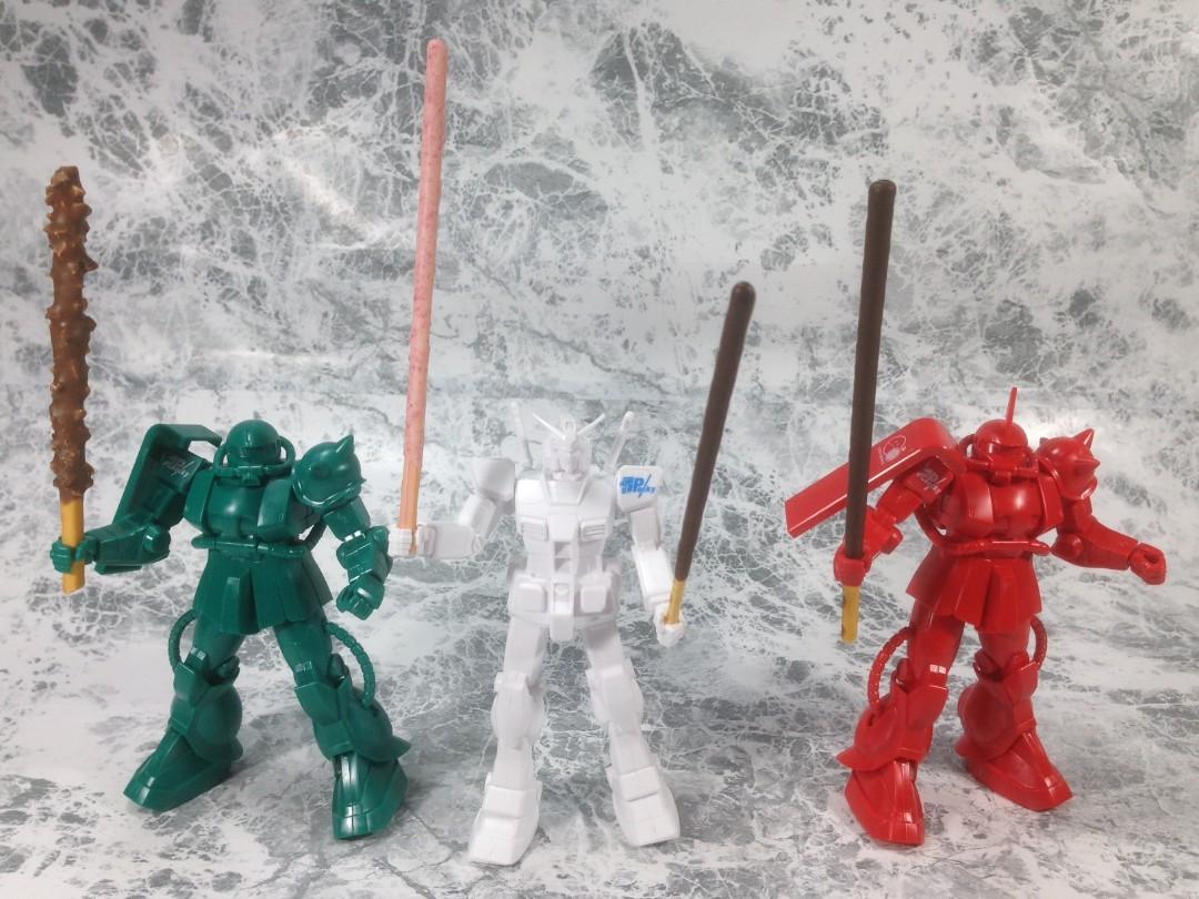 Rare japan Limited Gunpla X Pocky RX-78-2, Char Zaku II, Zeon zaku FG ...