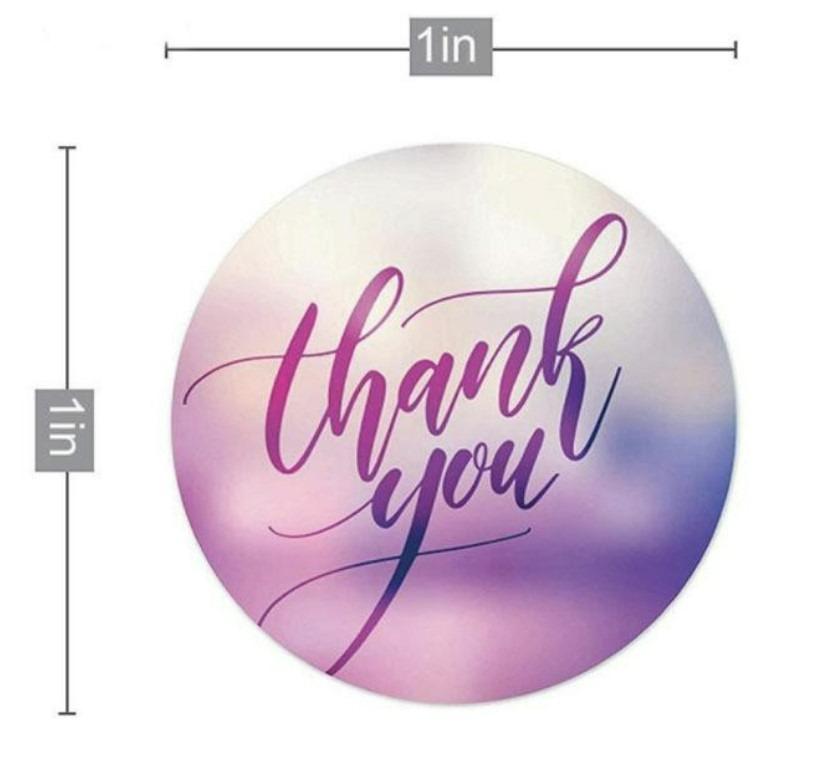 Round "Thank you" Sticker for Labels / Gift / Seal (500pcs/roll ...
