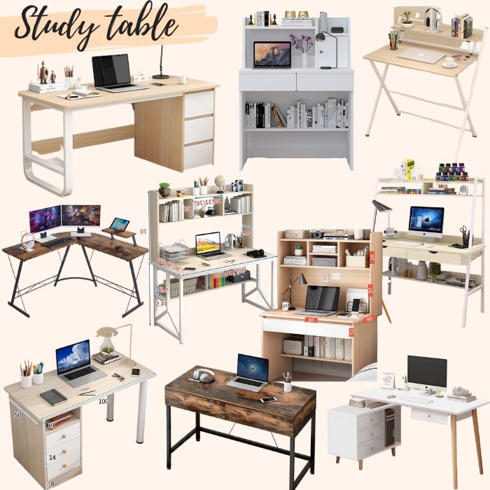 Scandinavian Study table with shelves Home Furniture Desk Furniture ...