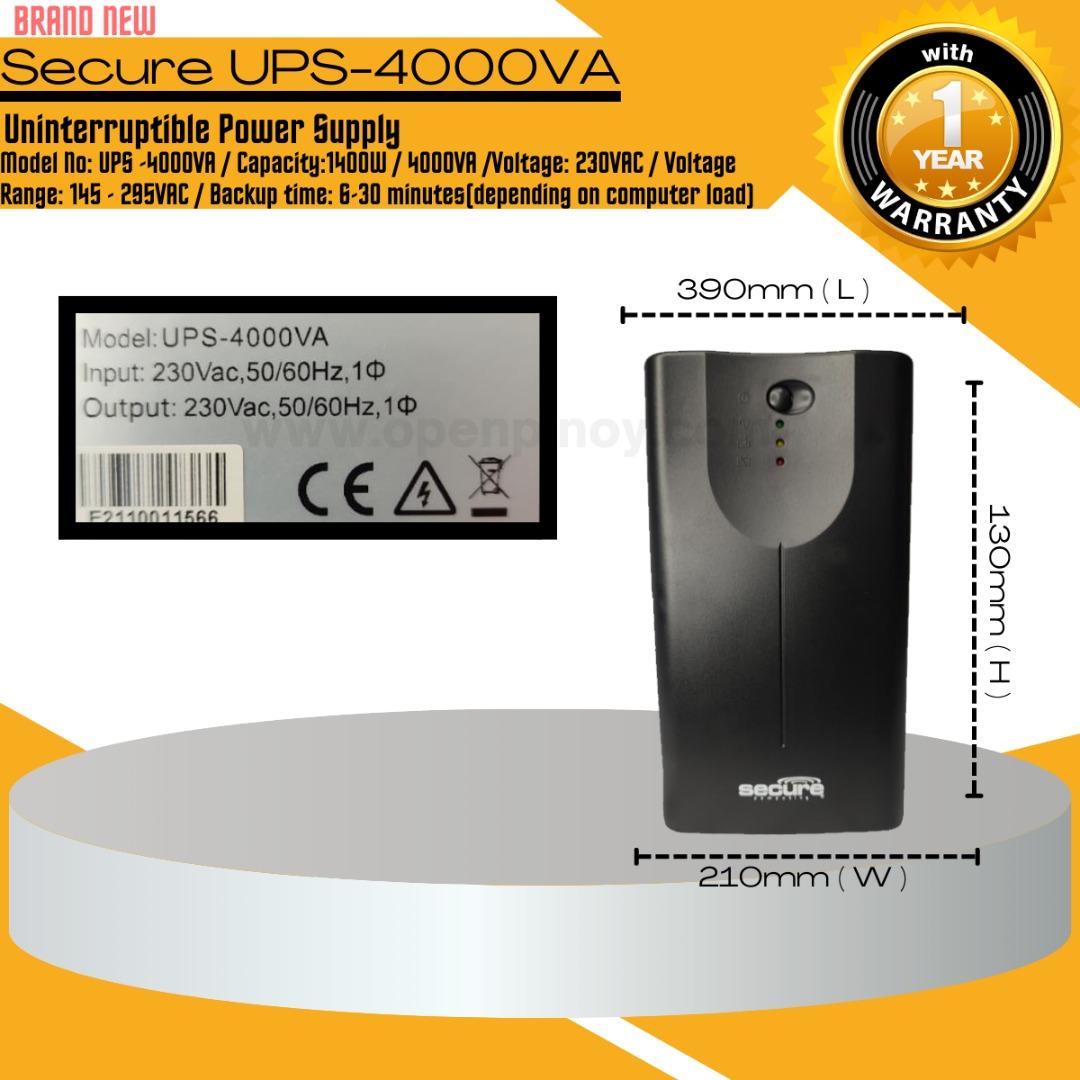Secure UPS-4000VA Uninterruptible Power Supply, Computers & Tech, Parts ...
