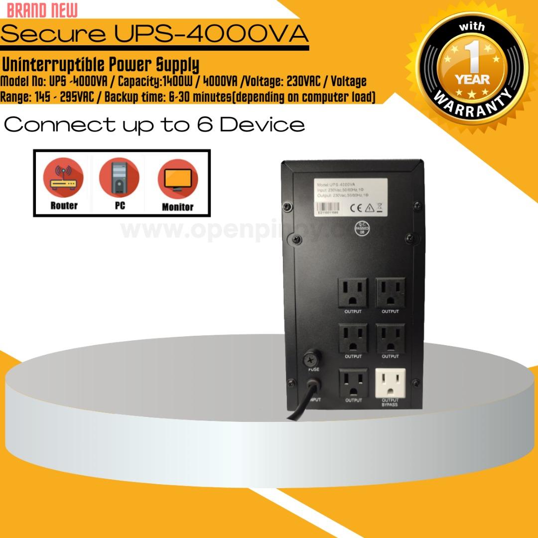 Secure UPS-4000VA Uninterruptible Power Supply, Computers & Tech, Parts ...
