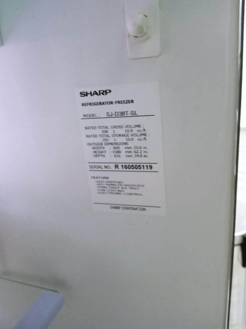 Sharp 2-door Refrigerator 282L SJ-D38T-SL not side by side french door ...