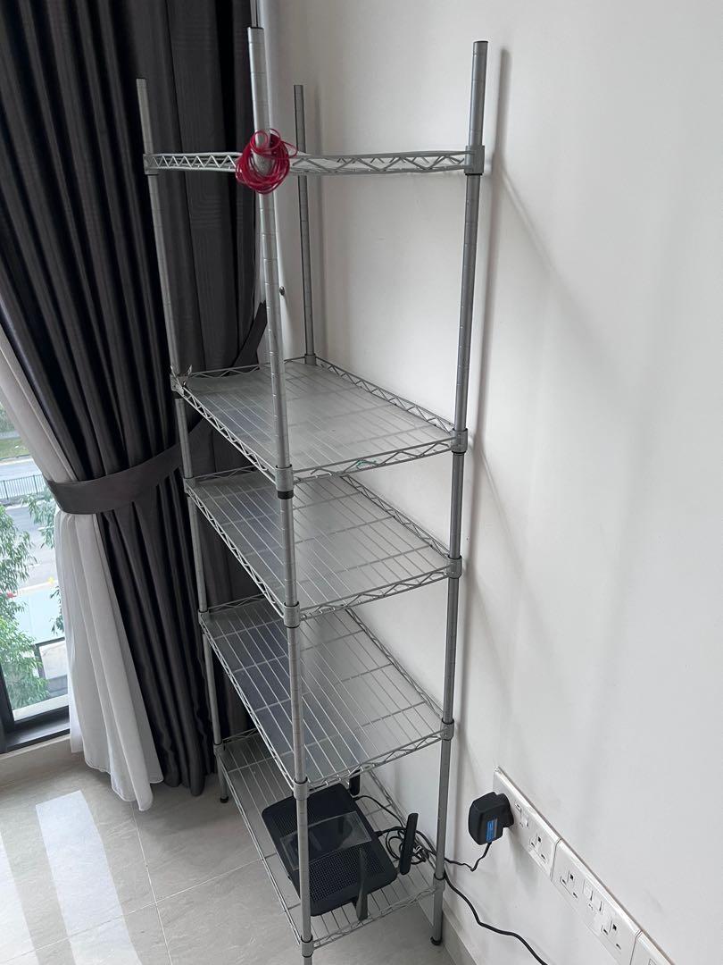 Silver Metal Rack Shelf, Furniture & Home Living, Furniture, Shelves ...