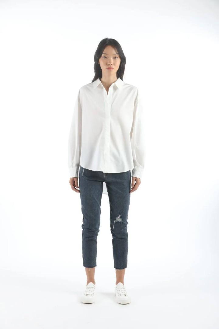 Trt Concept white shirt, Women's Fashion, Tops, Shirts on Carousell