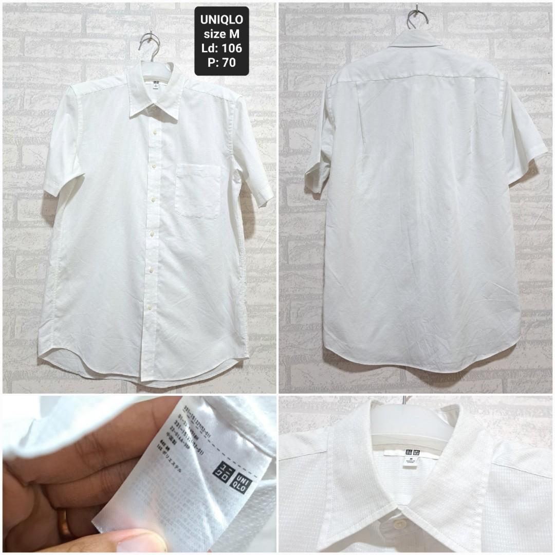 UNIQLO Kemeja Putih size M, Fesyen Pria, Pakaian , Atasan di Carousell