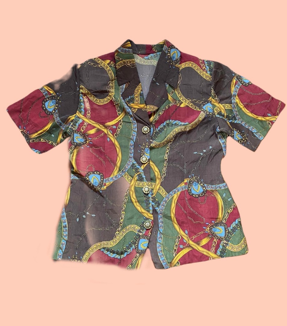 Vintage Luxury Chain Polo shirt, Women's Fashion, Tops, Shirts on Carousell