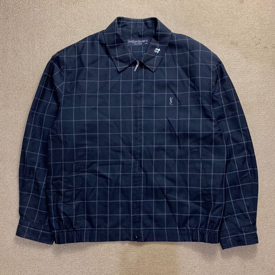 Vintage Yves Saint Laurent (YSL) plaid harrington jacket monogram YSL ...