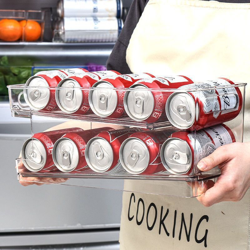 2 Layer Drink Can Fridge Storage Organizer Rack, Beers Soda Bottle ...