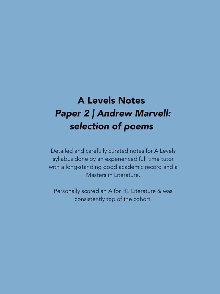 A Levels Lit | P2: Andrew Marvell collection of poems, Everything Else ...
