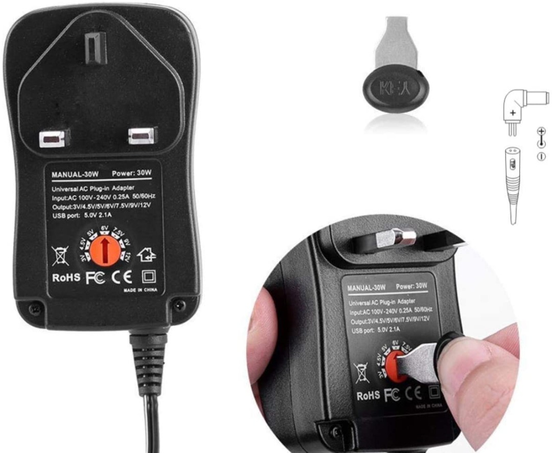 (Adapter only, no tips) 30W Universal Multi Voltage AC to DC Power ...