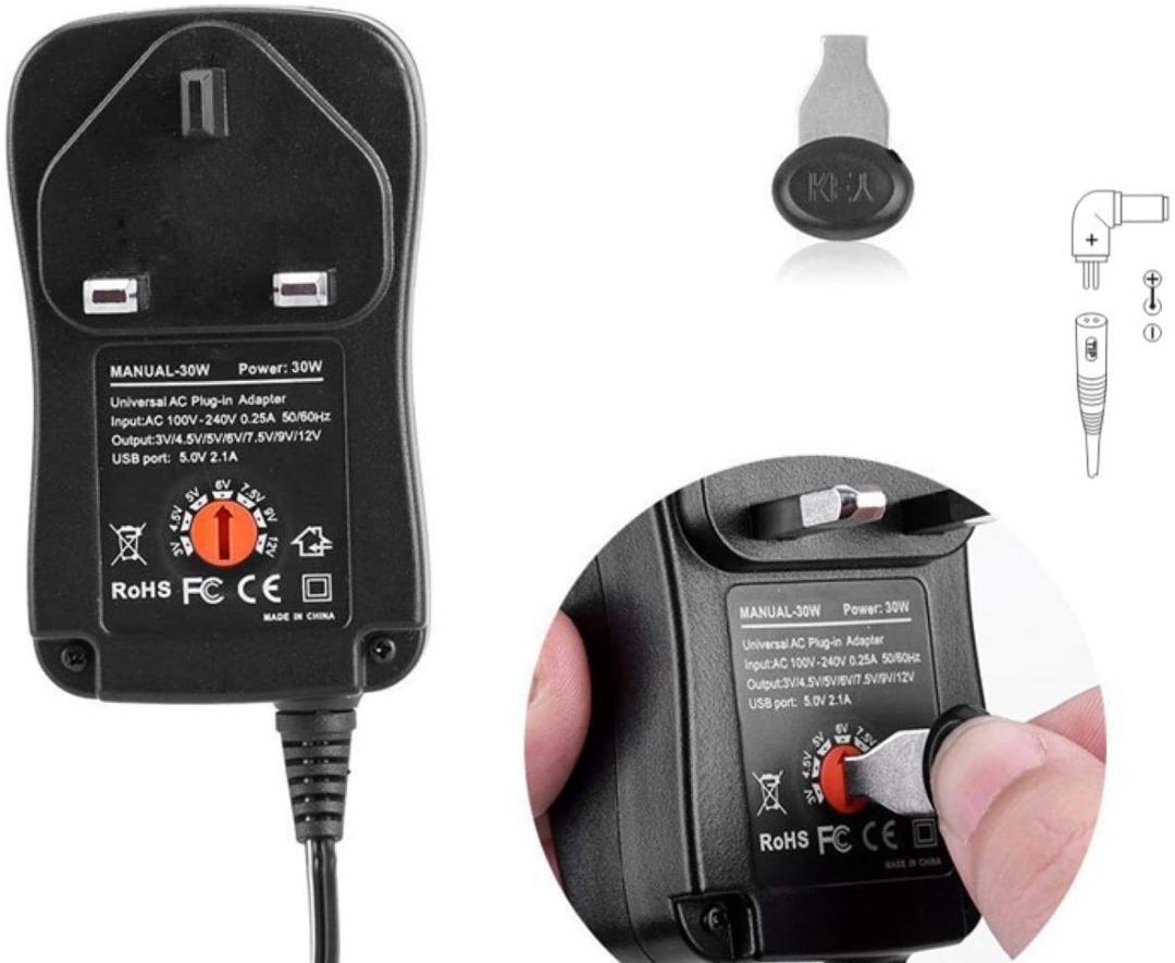 (Adapter only, no tips) 30W Universal Multi Voltage AC to DC Power ...