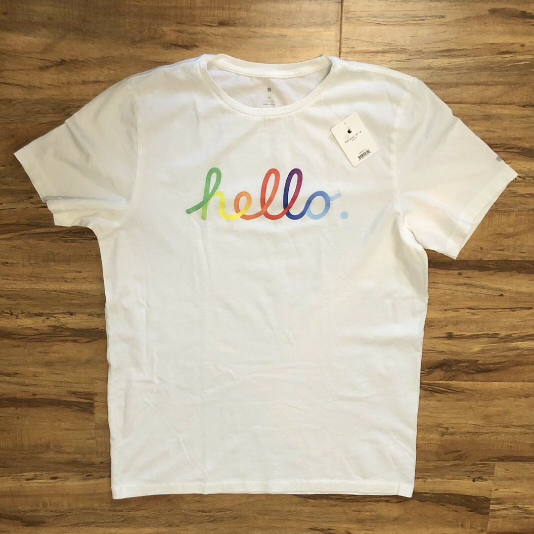 Apple Hello Script T-Shirt White XL (from Apple Park USA), Men's ...