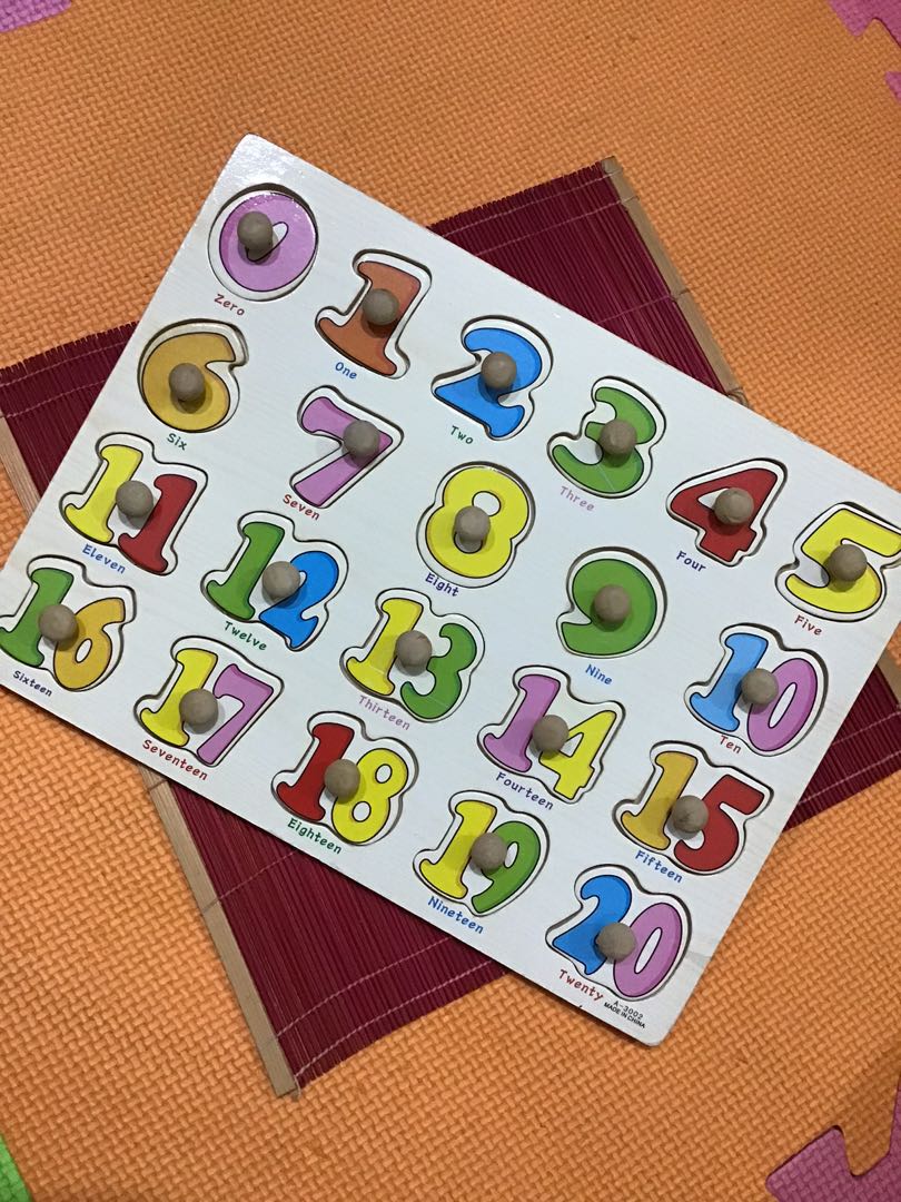 BIG WOODEN NUMBERS KNOB PUZZLE, Hobbies & Toys, Toys & Games on Carousell