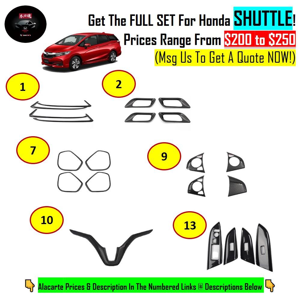 CARBON FIBER Door Interior Outer Trim PVC Car Bowl Border Inner Trim 4 ...