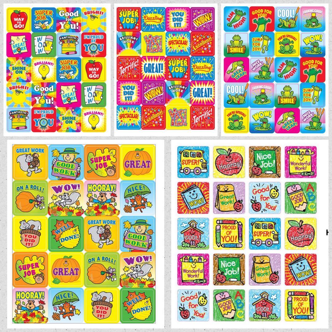 Children's Cartoon Reward Motivation Stickers Kids School Teacher ...