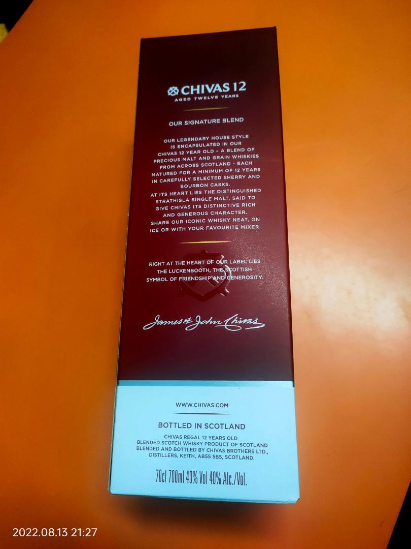 Chivas Regal 12 years 700ml, Food & Drinks, Alcoholic Beverages on Carousell