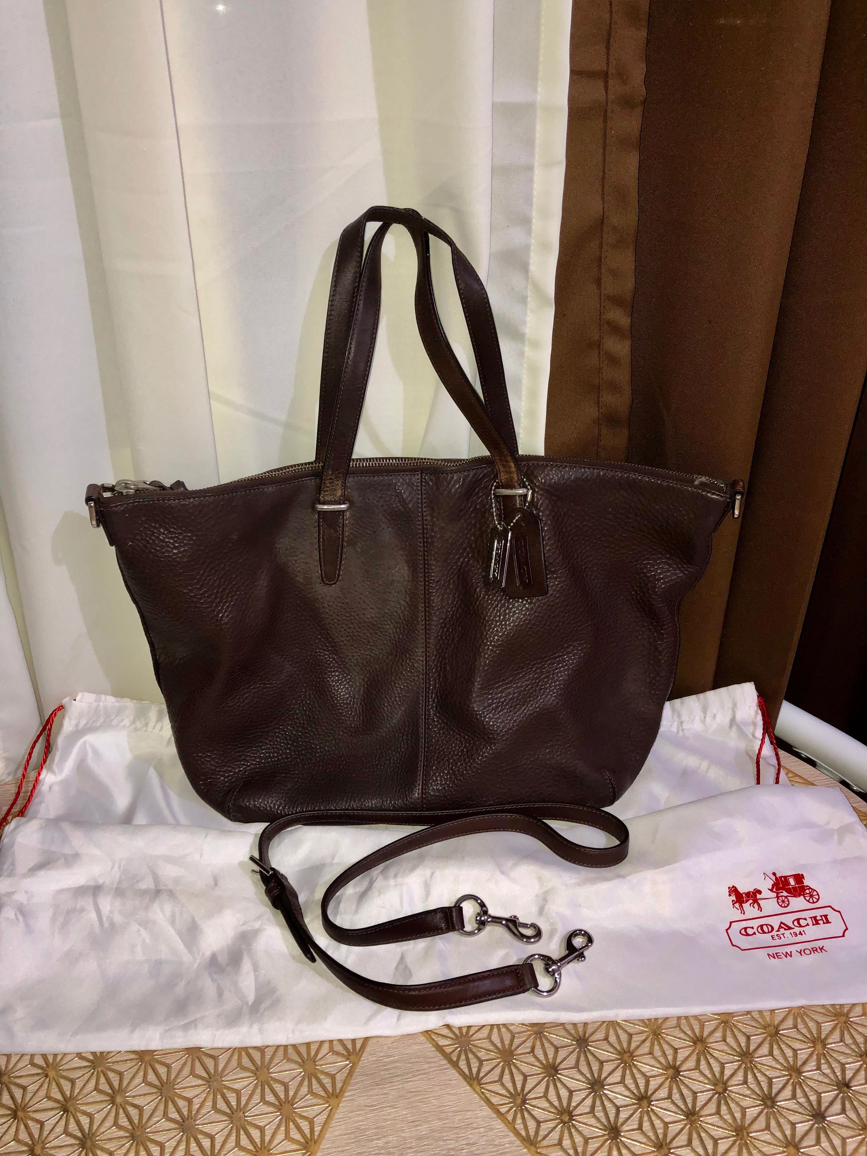 Coach leather two way bag, Luxury, Bags & Wallets on Carousell