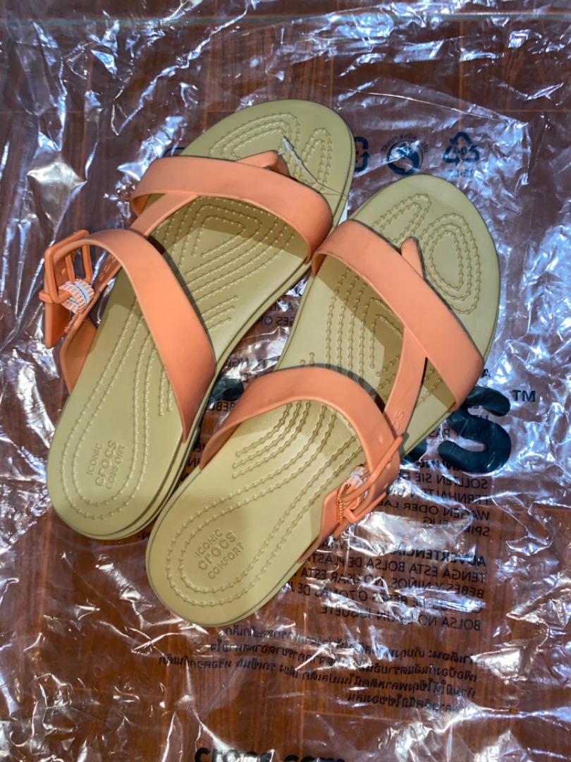 Crocs Toe Post Tulum (Grapefruit/Tan), Women's Fashion, Footwear ...