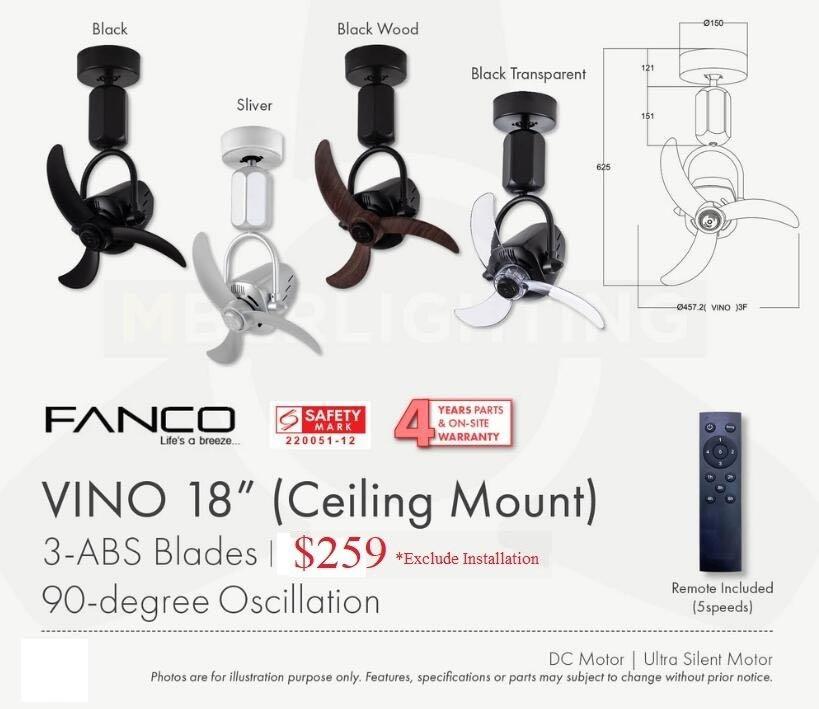 FANCO Corner Fans/DONO 16inch/Vino 18inch/Nano 16inch/Corner Fan/Acorn ...