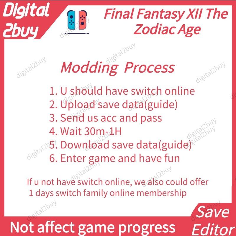 Final Fantasy XII The Zodiac Age Save Editor FF12 Save Modding, 電子遊戲, 電子遊戲, Nintendo 任天堂 - Carousell