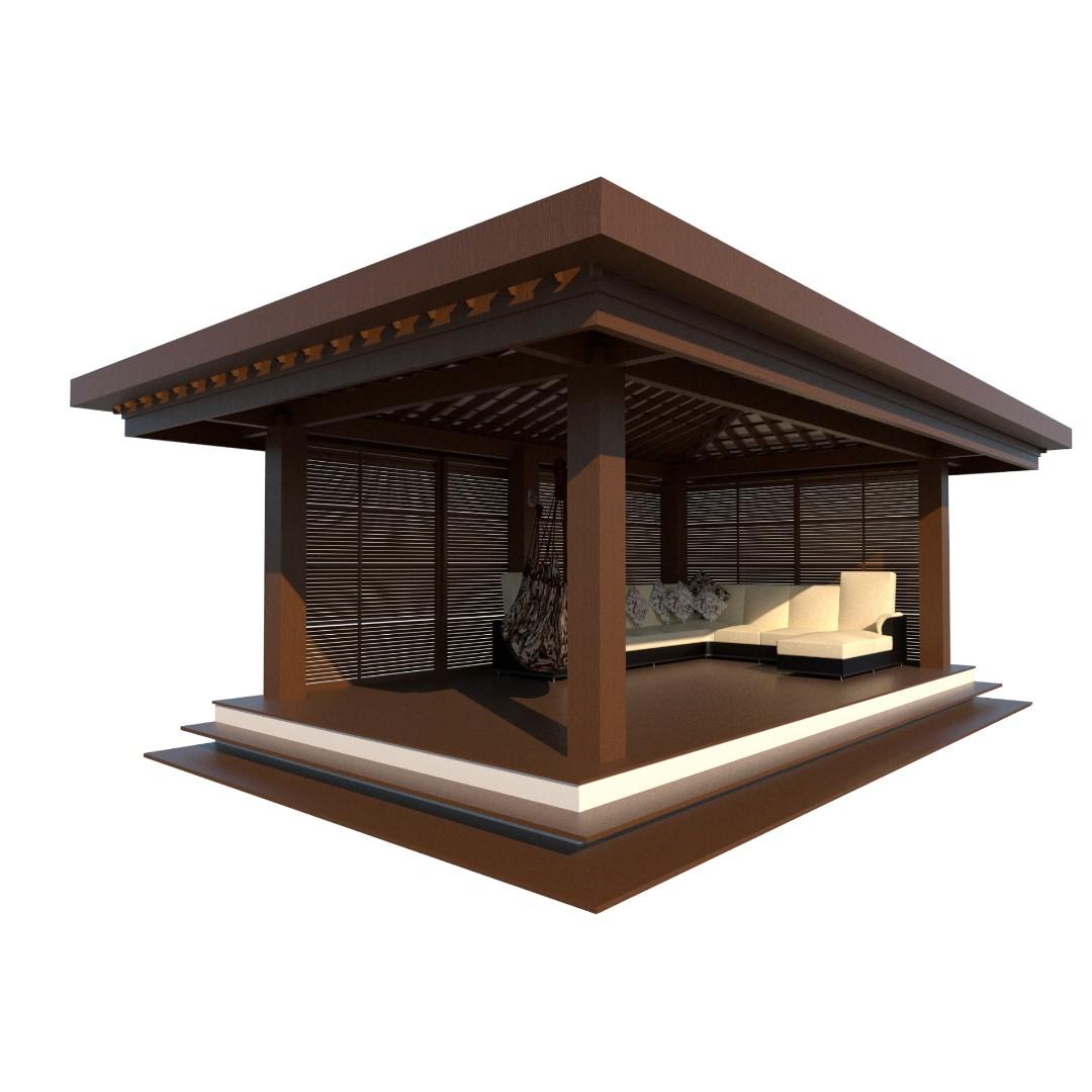 GAZEBO MINIMALIS DESAIN JEPANG, Desain & Kerajinan Tangan, Barang ...