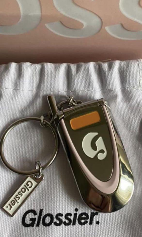 Glossier LA Flip Phone Mirror Keychain, Women's Fashion, Watches ...