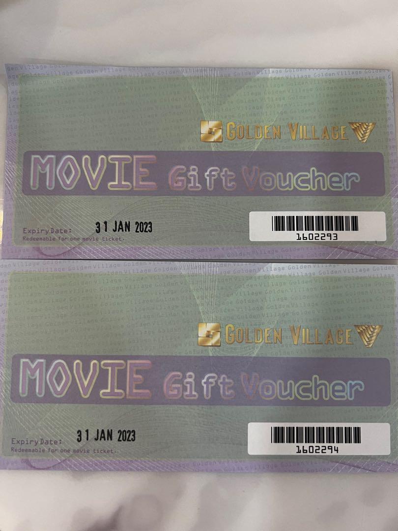 Golden Village Movie Ticket (x2), Tickets & Vouchers, Vouchers on Carousell
