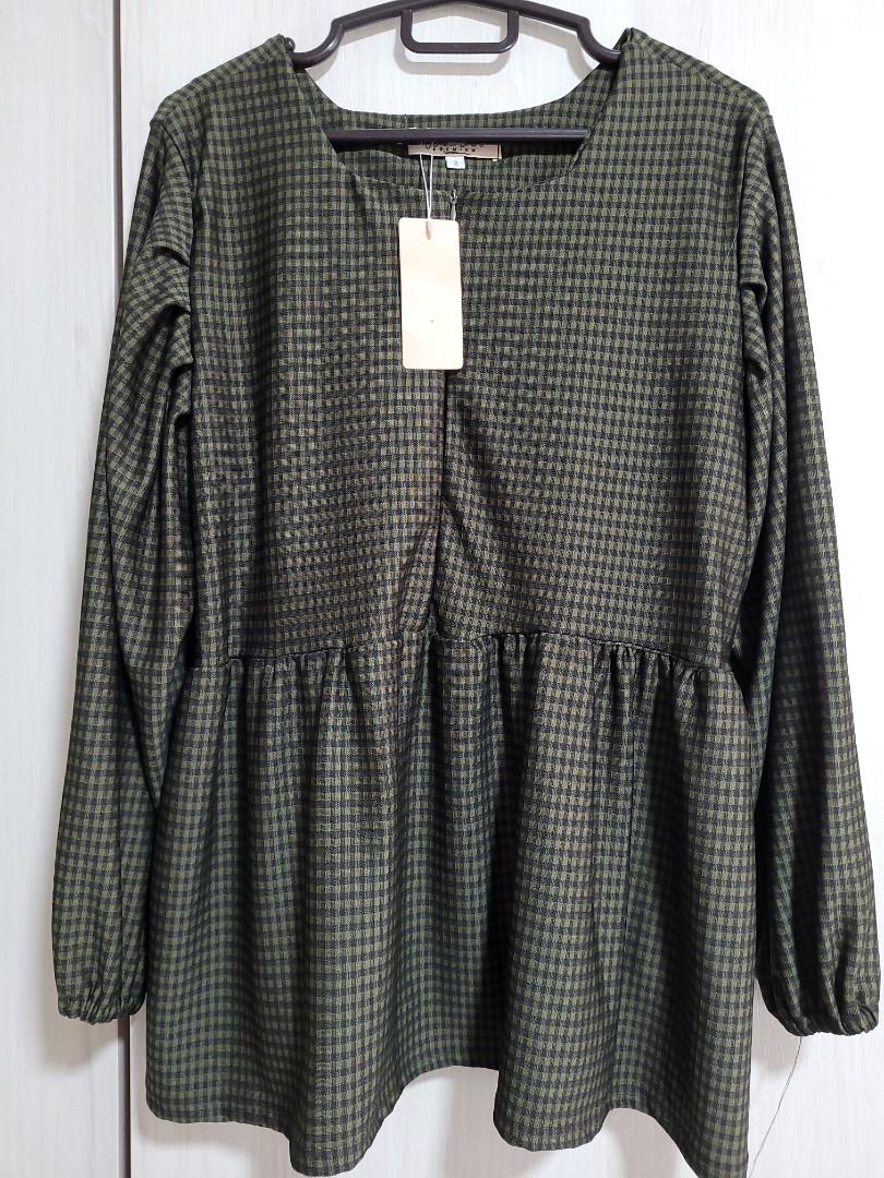 Green Checkered Top, Women's Fashion, Tops, Blouses on Carousell