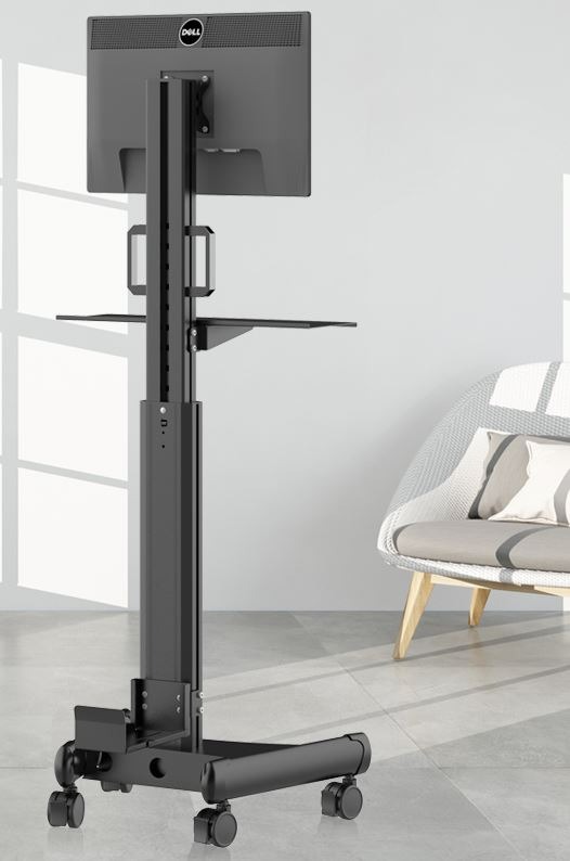 Height adjustable mobile cart for computer workstation and monitor ...