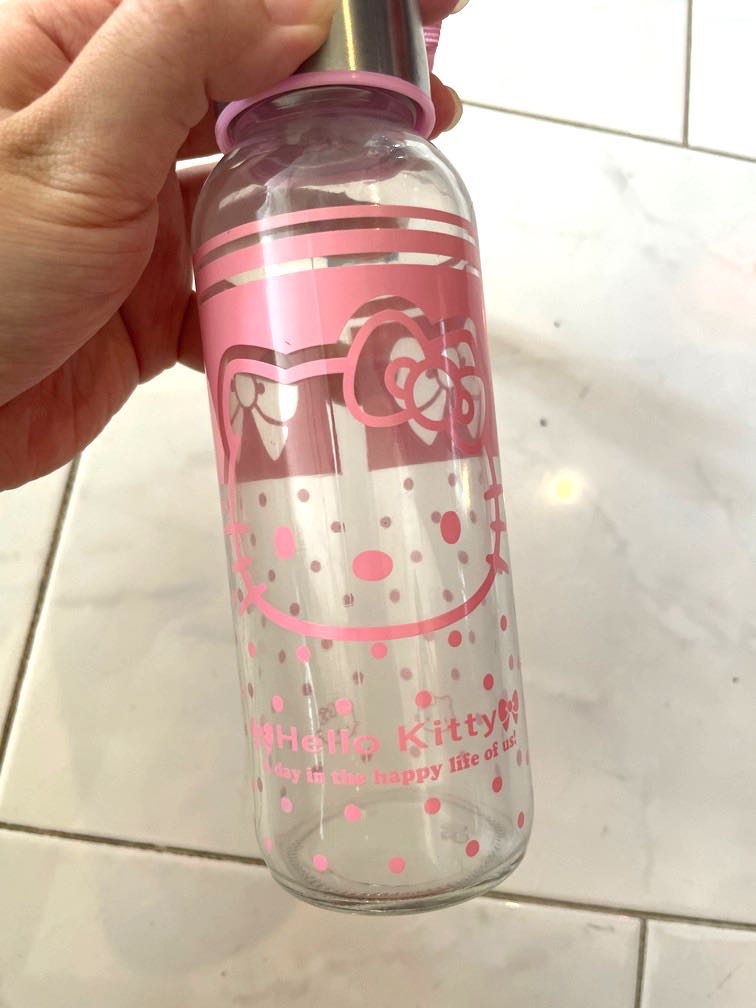 Hello Kitty Water Bottle (glass), Furniture & Home Living, Kitchenware ...