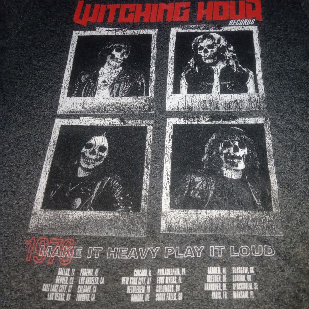 Kaos Vintage Band Witching Hour Records Skull 1976 Tour Make It Heavy ...