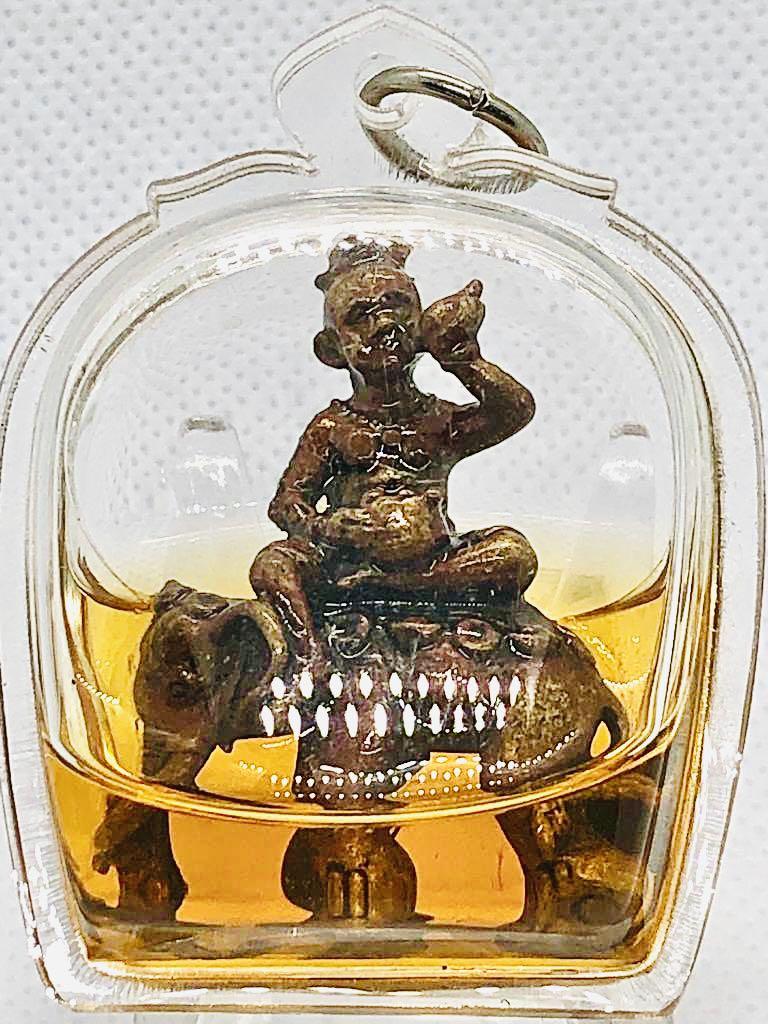 Kuman Thong with Lucky Conch Shell Riding Elephant Oil in Casing Thai ...