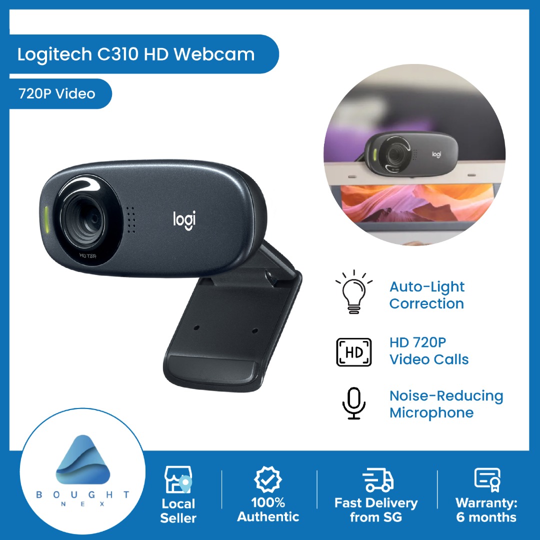 Logitech C310 HD Webcam Original With Mic for compatible with zoom skype computer laptop desktop ...