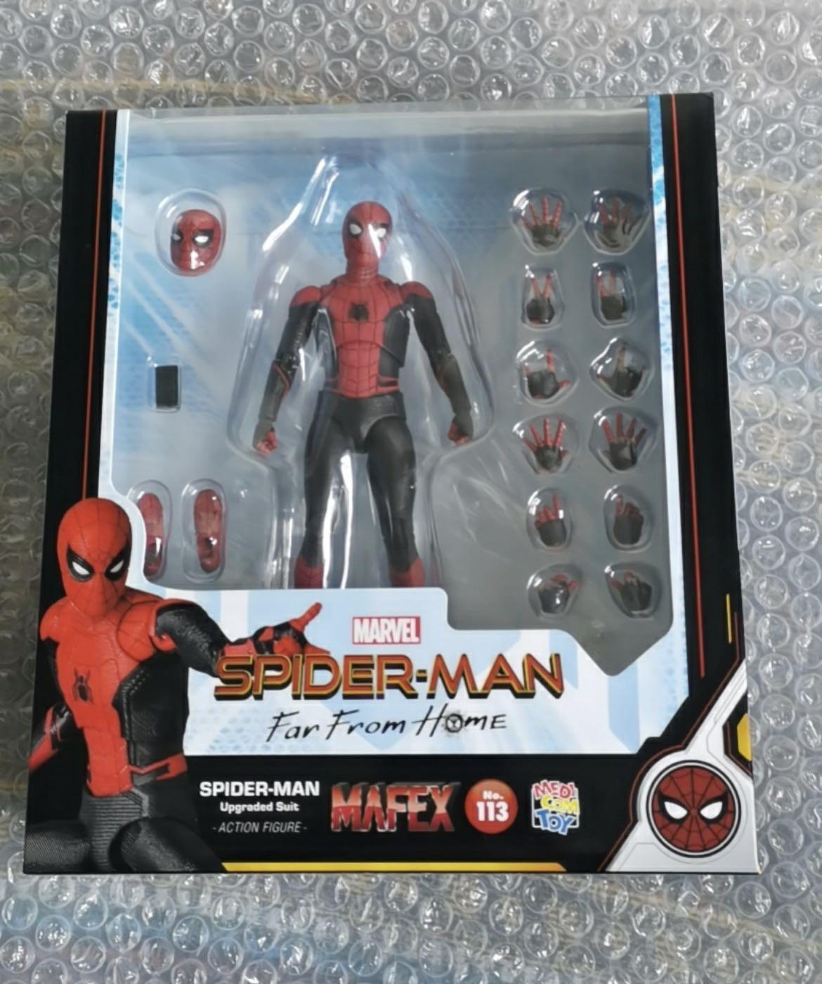 mafex 113 spider man upgraded suit black red suit spider-man far from ...