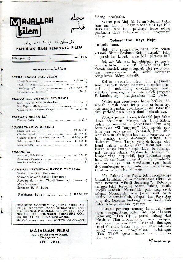 Majallah Filem Bilangan 15 June 1961 (Elektronik pdf), Hobbies & Toys ... Majallah Filem Bilangan 15 June 1961 (Elektronik pdf), Hobbies & Toys ...